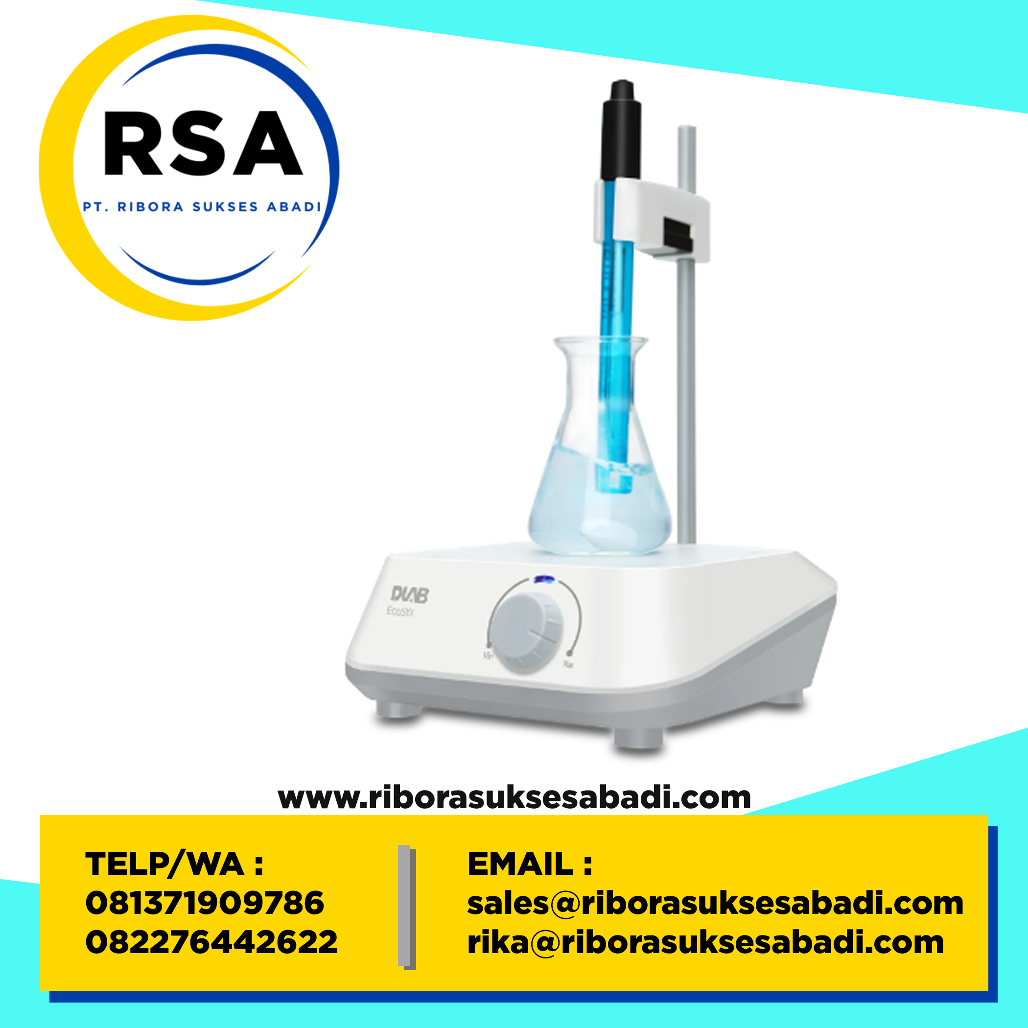 Jual Magnetic Stirrer EcoStir Square Plate DLab - PT.Ribora Sukses Abadi