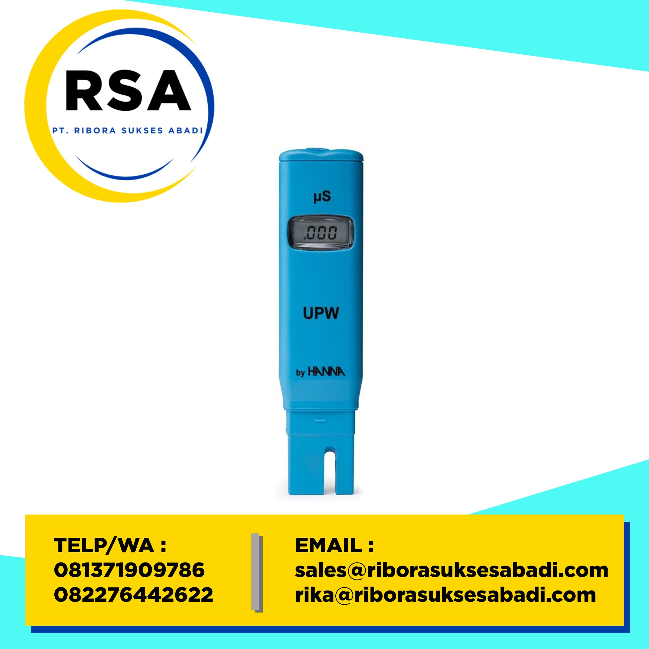 Jual Hanna HI98309 Ultra Pure Water (UPW) Tester (0.000-1.999 µS/cm ...